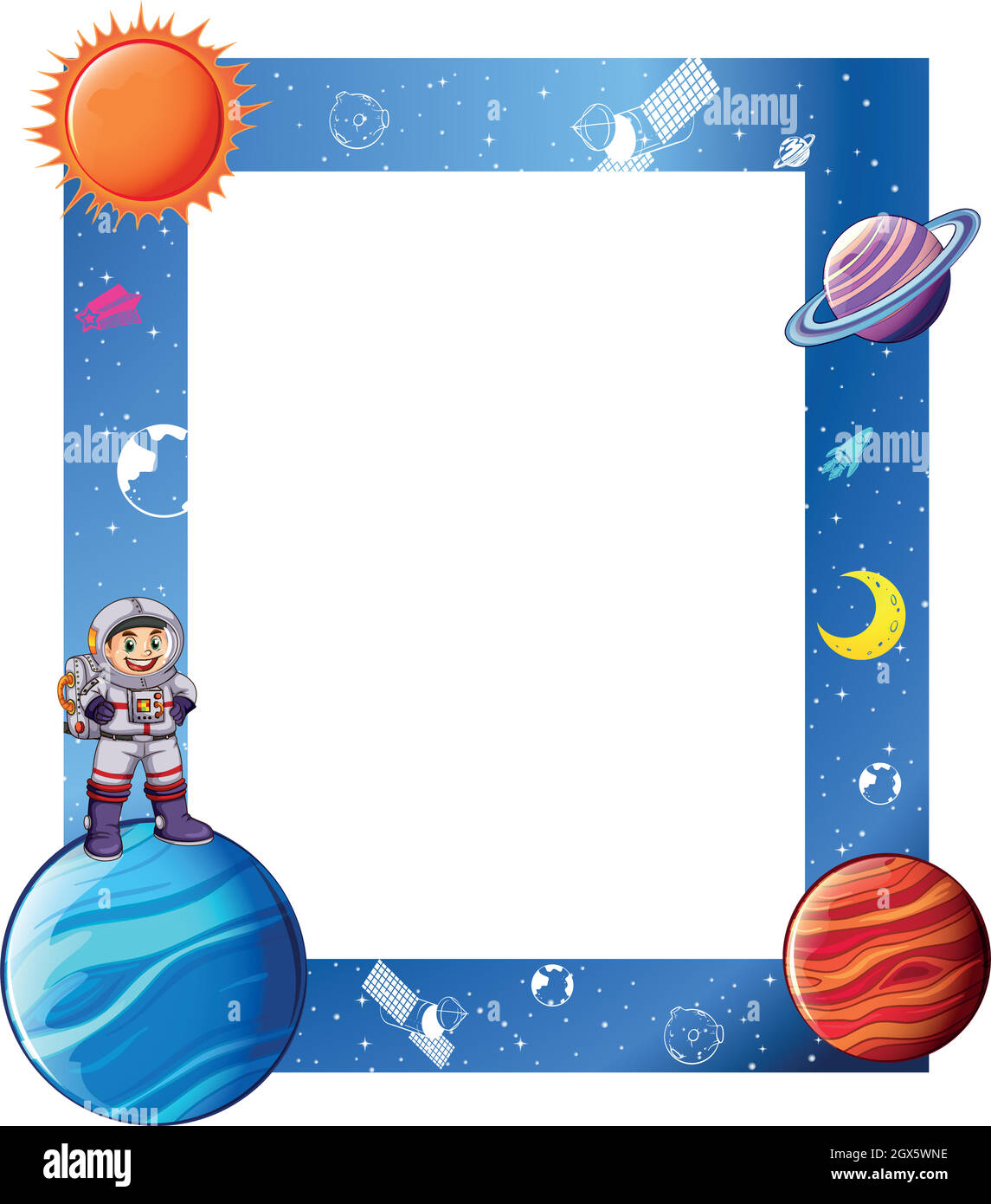 Border with astronaut and solar system Stock Vector Image & Art - Alamy