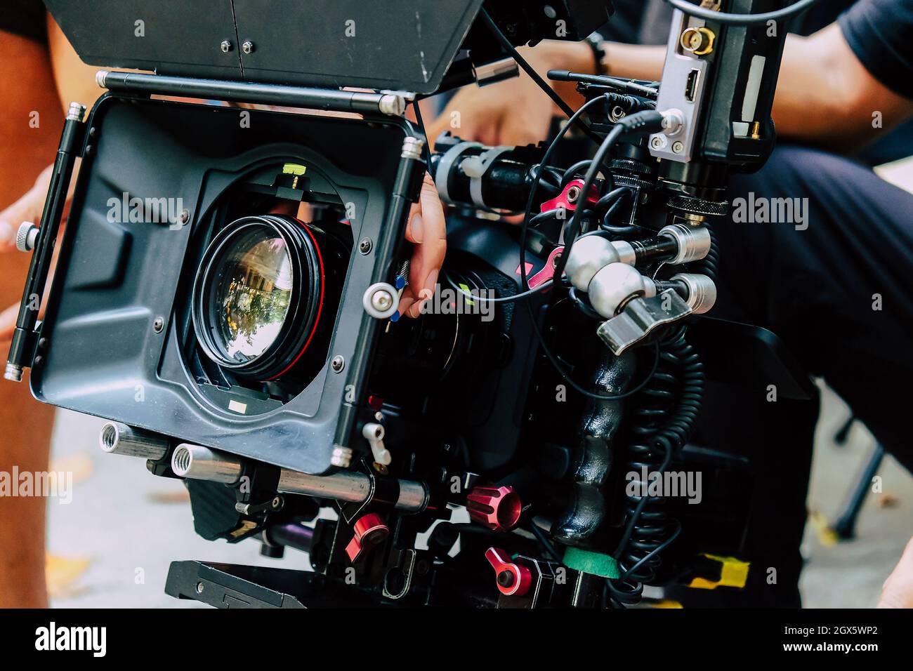 Filming with professional camera, Film Crew Stock Photo - Alamy
