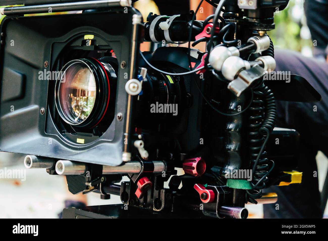 Filming with professional camera, Film Crew Stock Photo - Alamy