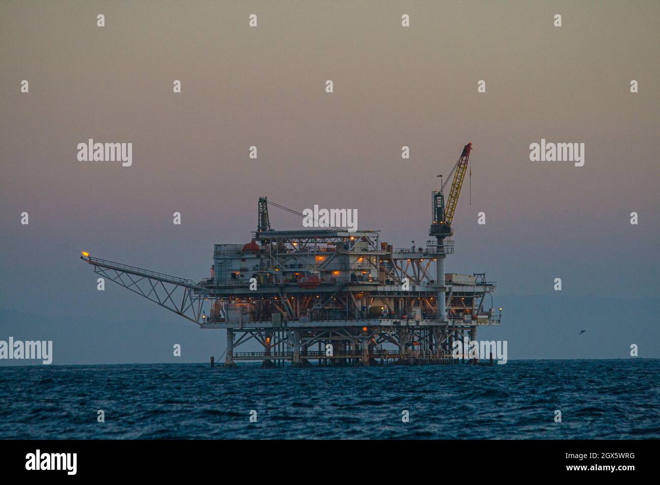 Oil Derrick, Catalina Channel, California, USA Stock Photo - Alamy