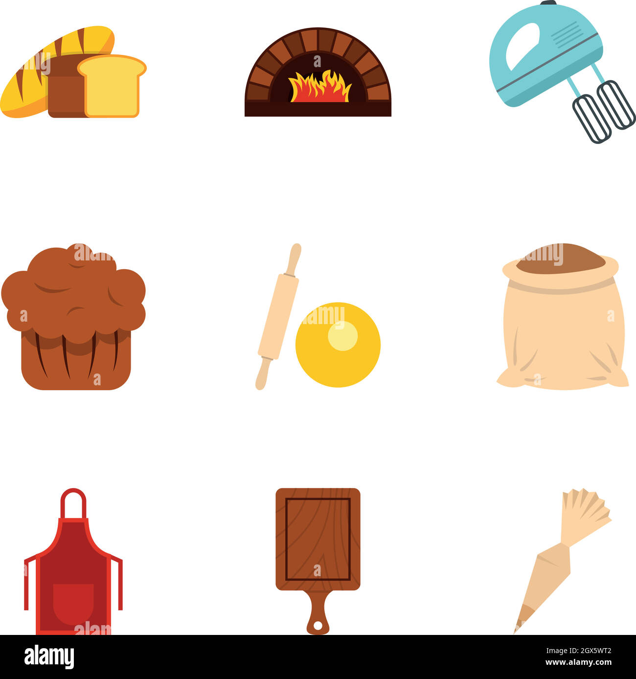 Baked products icons set, flat style Stock Vector Image & Art - Alamy