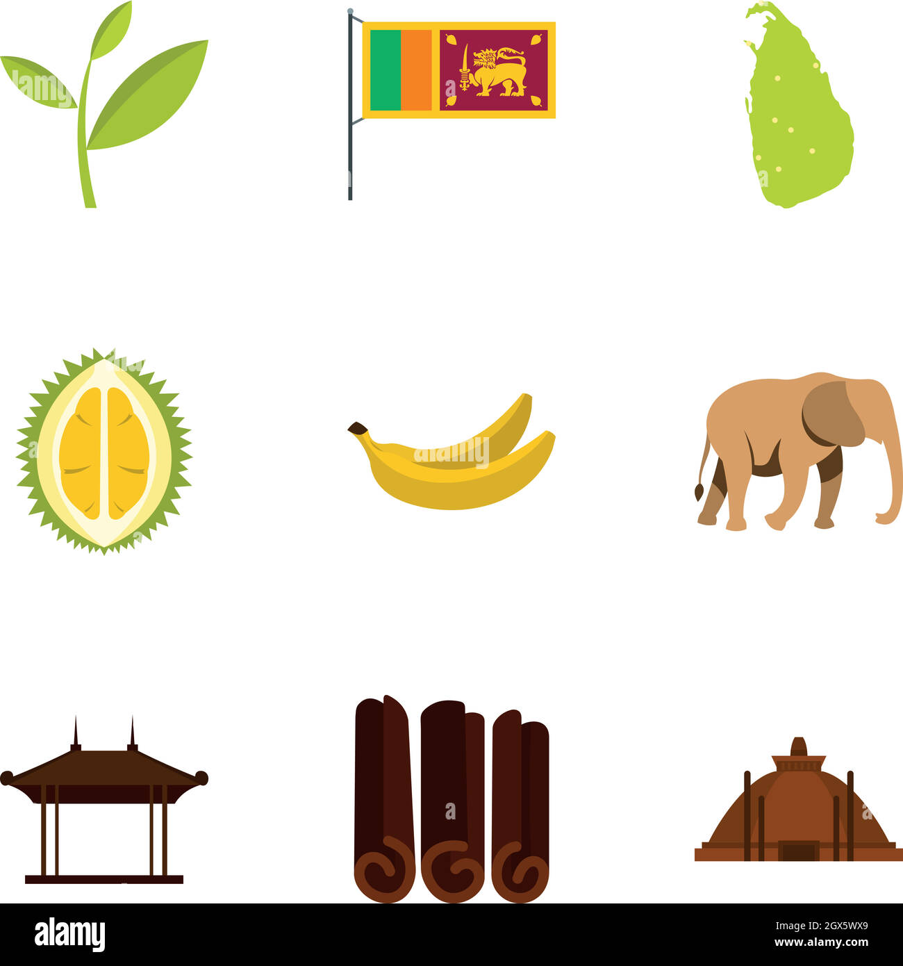 Symbols of Sri Lanka icons set, flat style Stock Vector Image & Art - Alamy