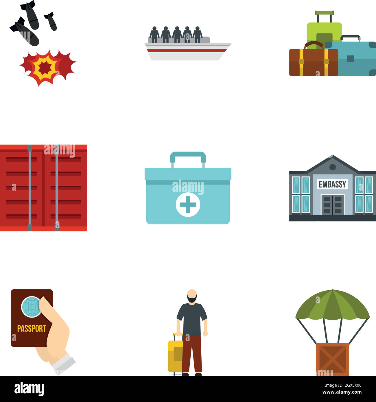 Refugee icons set, flat style Stock Vector Image & Art - Alamy