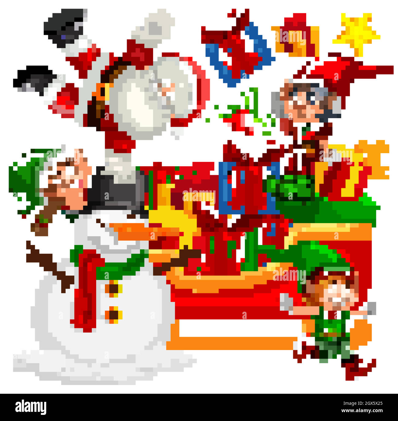 Christmas snowman on sleigh Stock Vector Images - Alamy