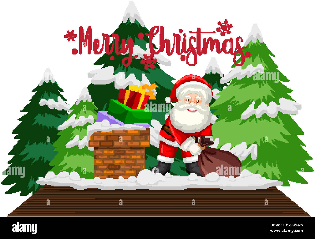 Christmas theme with Santa on the roof Stock Vector Image & Art - Alamy
