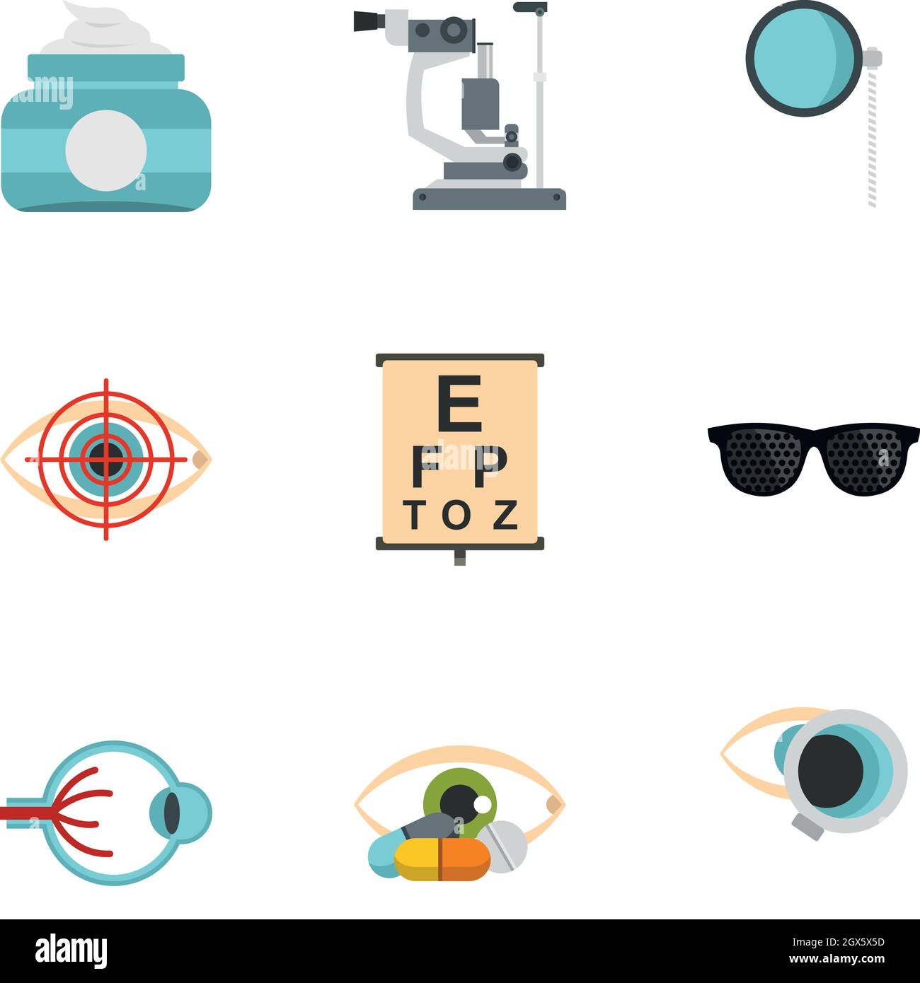 Optical icons set, flat style Stock Vector Image & Art - Alamy