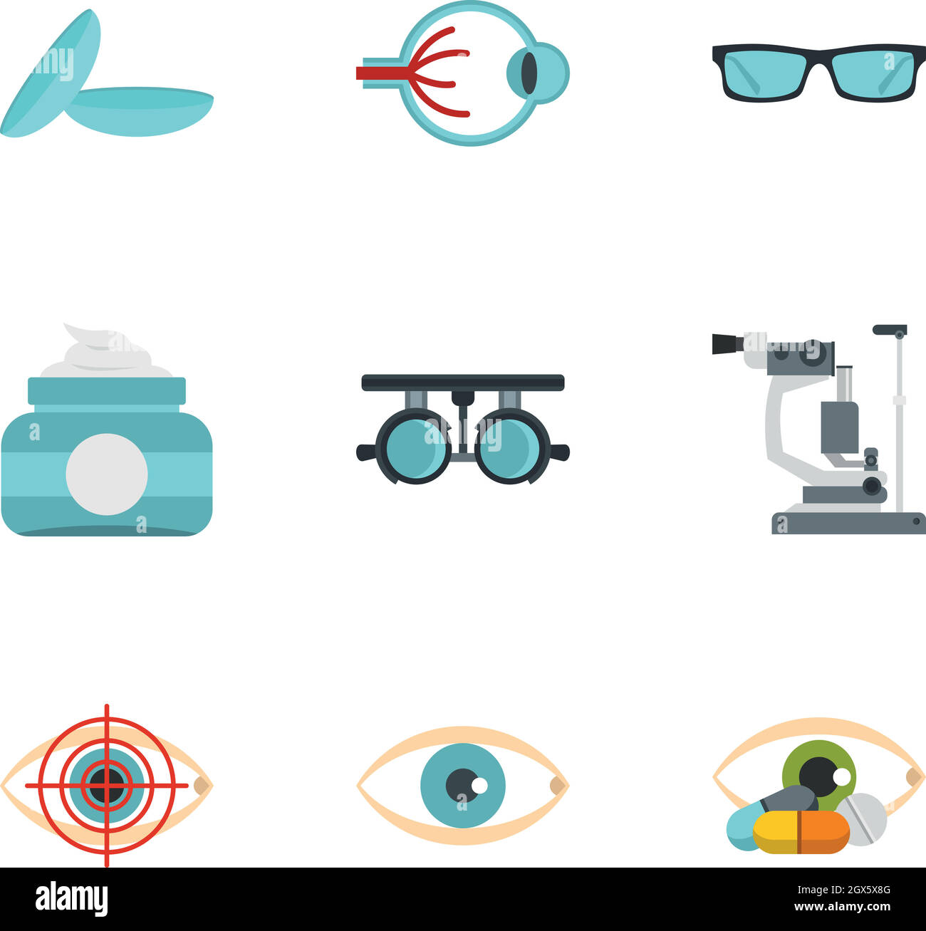 Eye diagnostic icons set, flat style Stock Vector Image & Art - Alamy