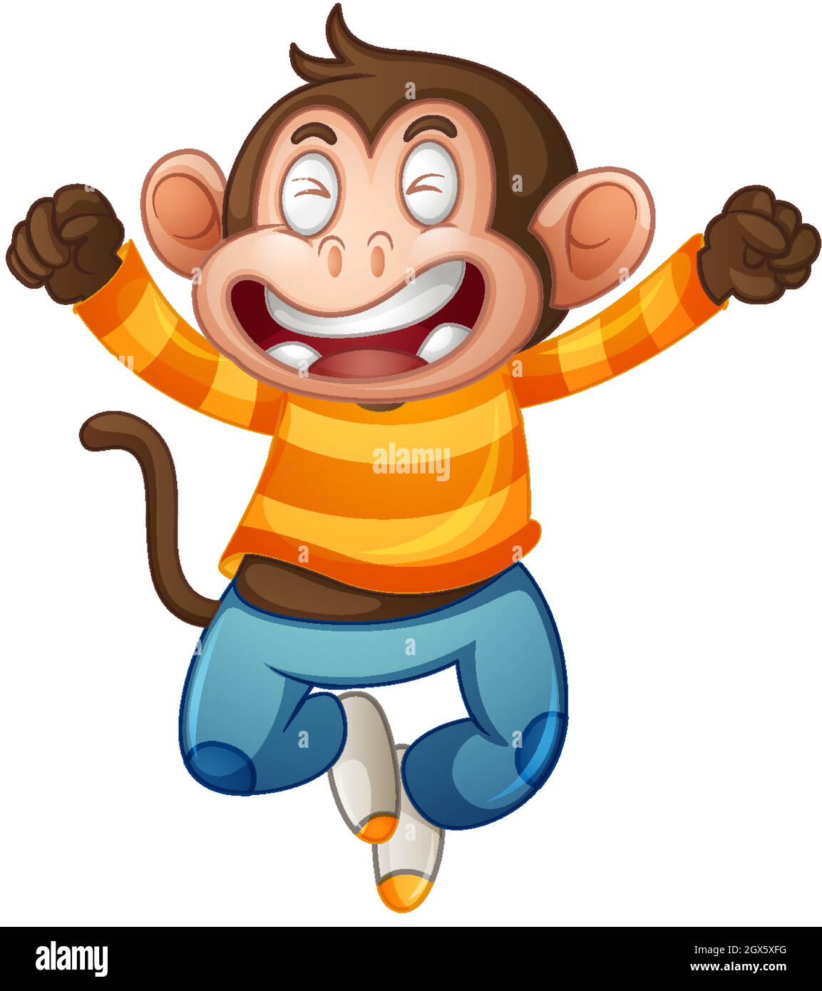 A cute monkey wearing t-shirt cartoon character isolated on white ...