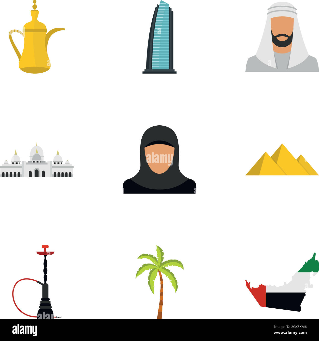 Travel to UAE icons set, flat style Stock Vector Image & Art - Alamy