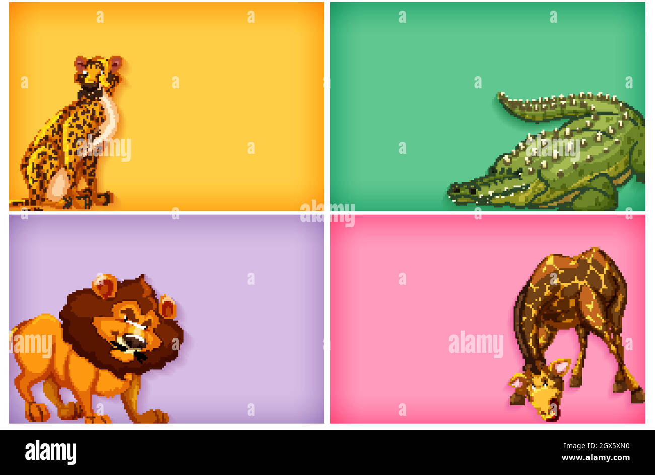 Background template design with plain color and wild animals Stock ...