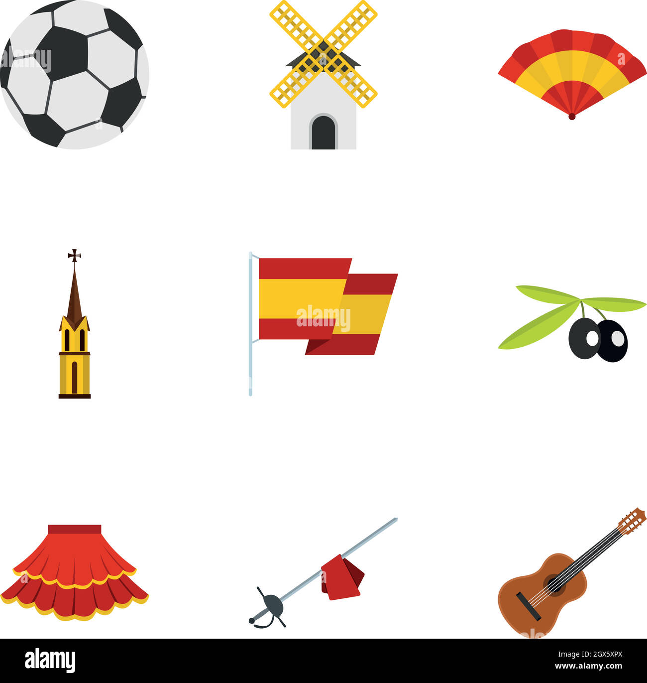 Sights of Spain icons set, flat style Stock Vector Image & Art - Alamy