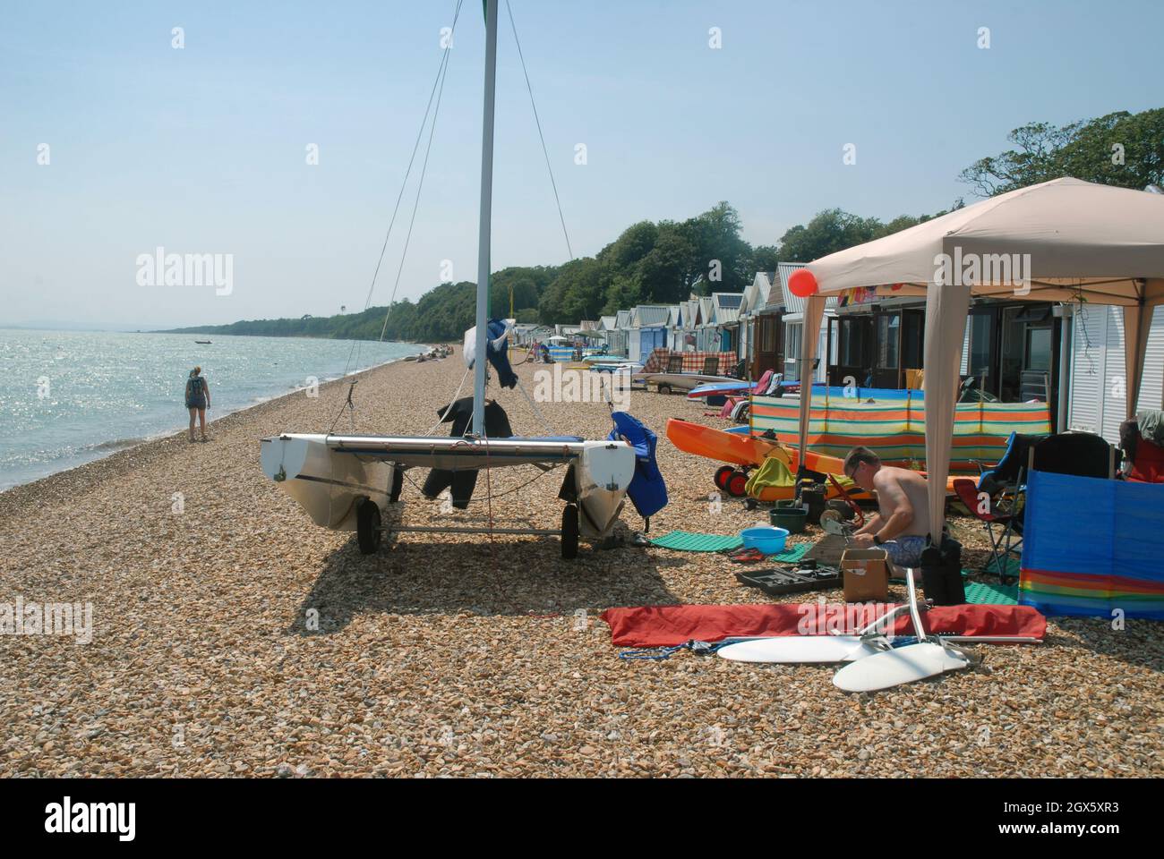 Boat on beach, Calshot Beach, Calshot, Hampshire, UK Stock Photo - Alamy