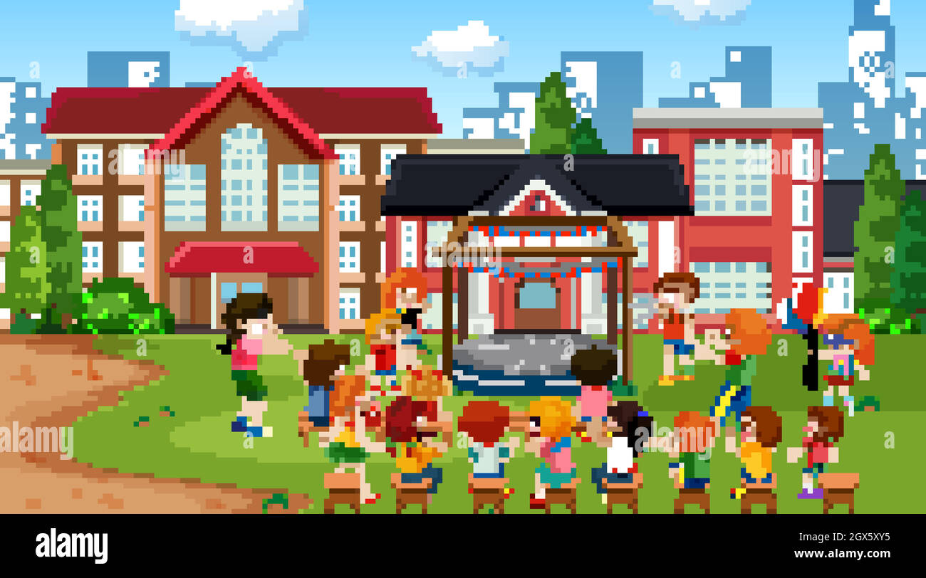 Active kids playing in outdoor scene Stock Vector Image & Art - Alamy