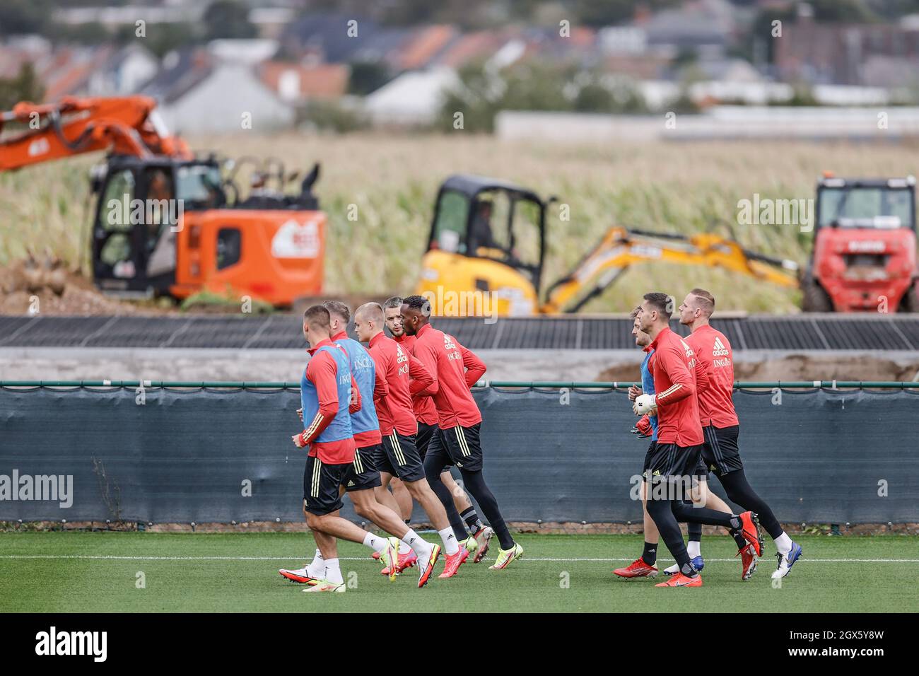 Belgium's players pictured during a training session of the Belgian ...