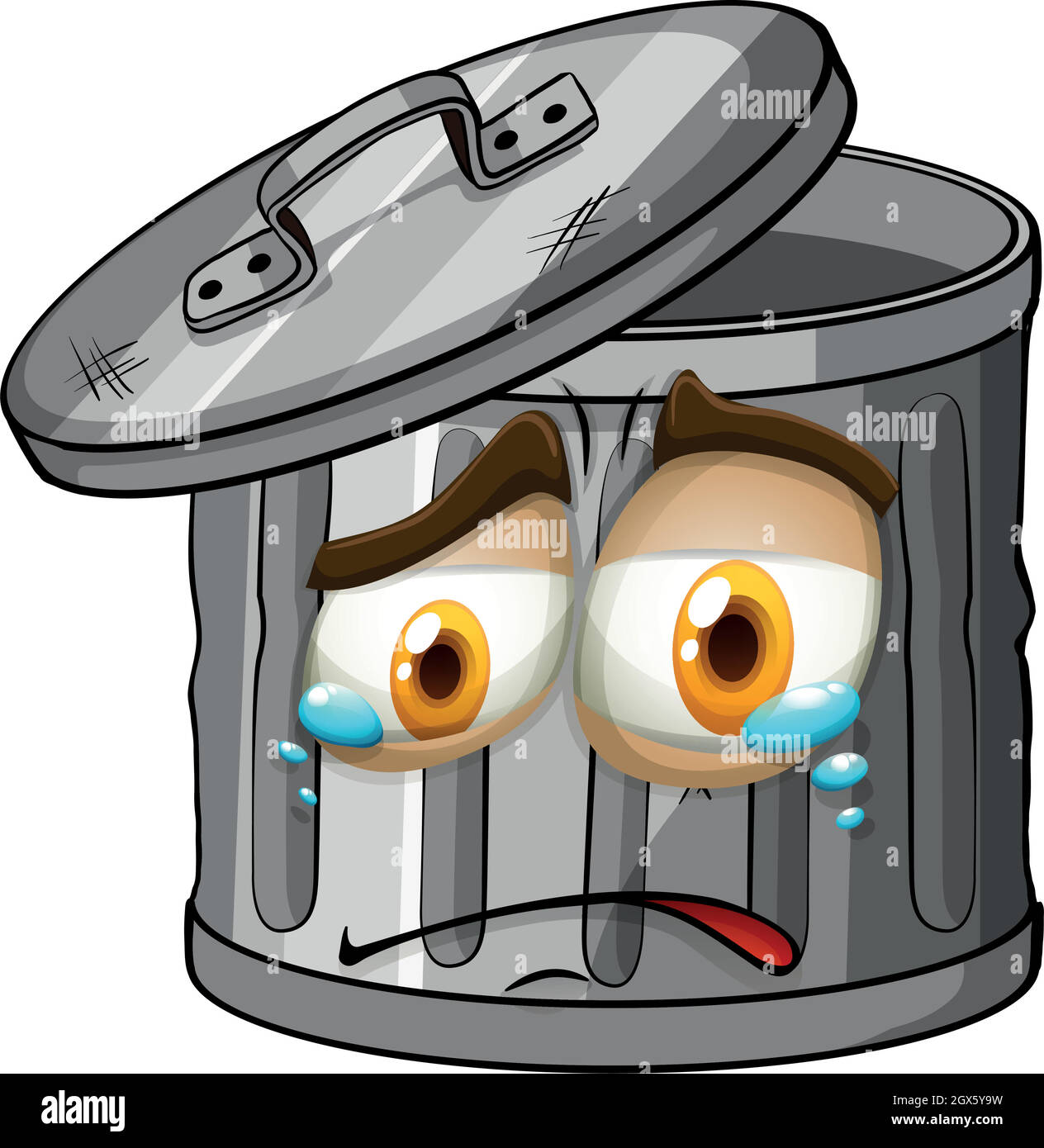 Trashcan with crying face Stock Vector Image & Art - Alamy