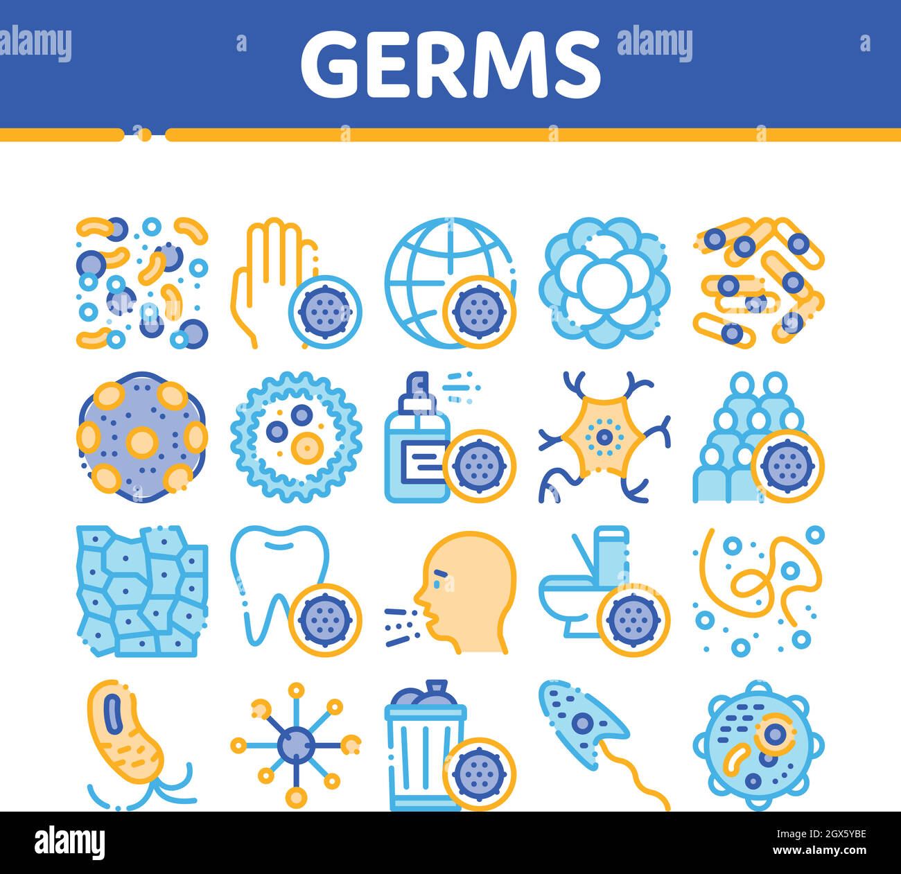Collection Bacteria Germs Vector Sign Icons Set Stock Vector Image ...