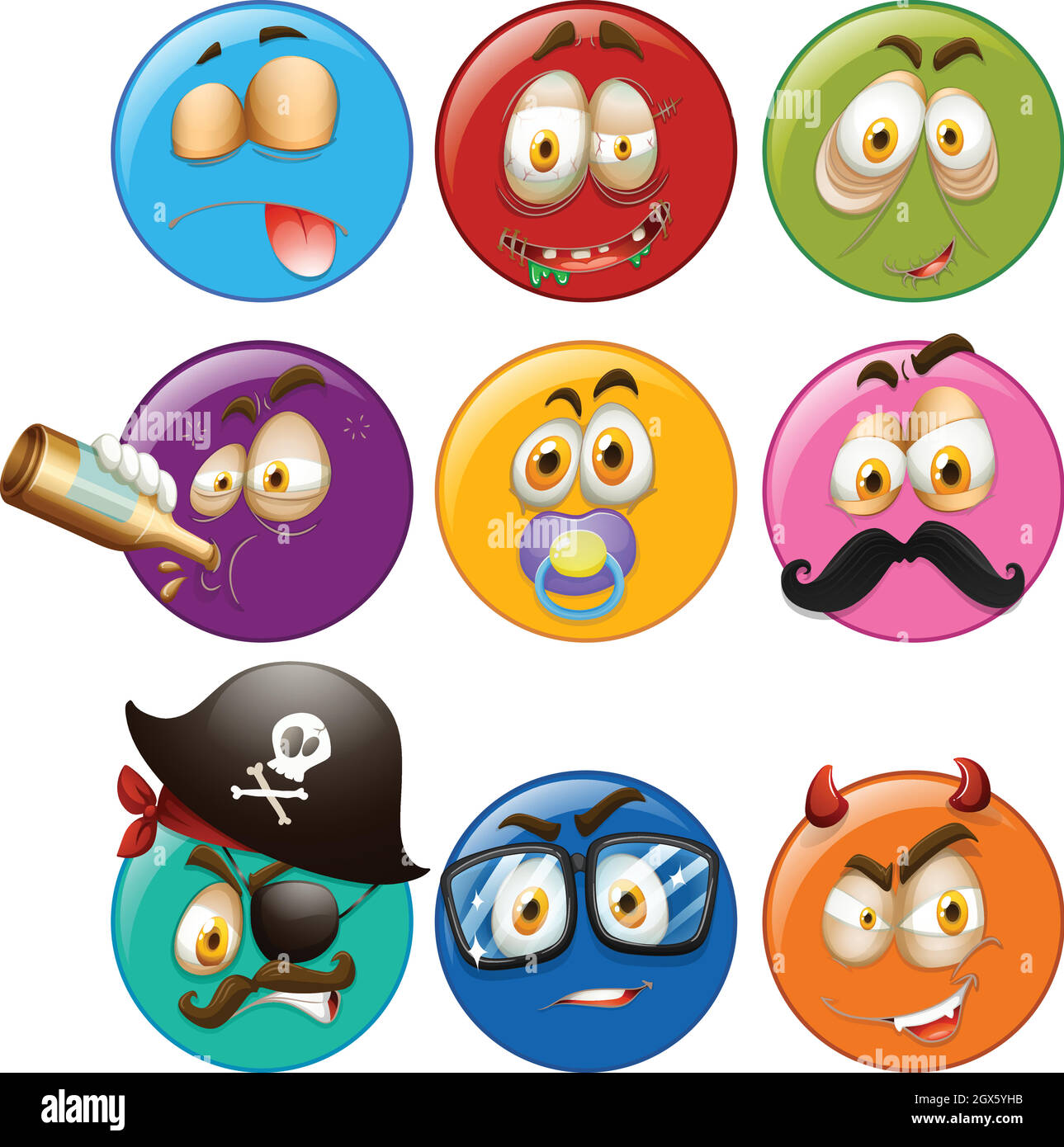 Facial expressions on round balls Stock Vector Image & Art - Alamy