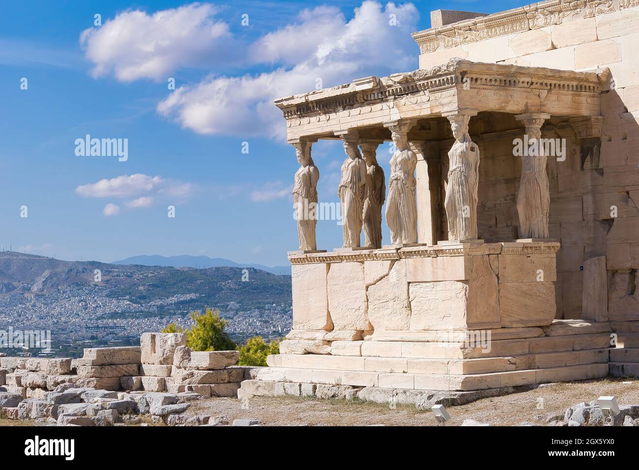 Caryatids, ancient Temple of the Erechtheion, the seven beautiful girls ...