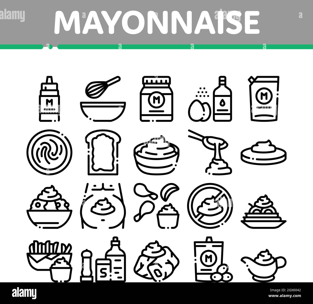 Mayonnaise Spice Sauce Collection Icons Set Vector Stock Vector Image ...