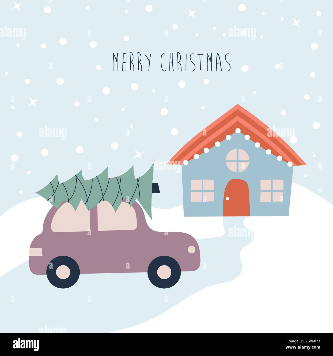 Christmas tree on car roof Stock Vector Images - Alamy
