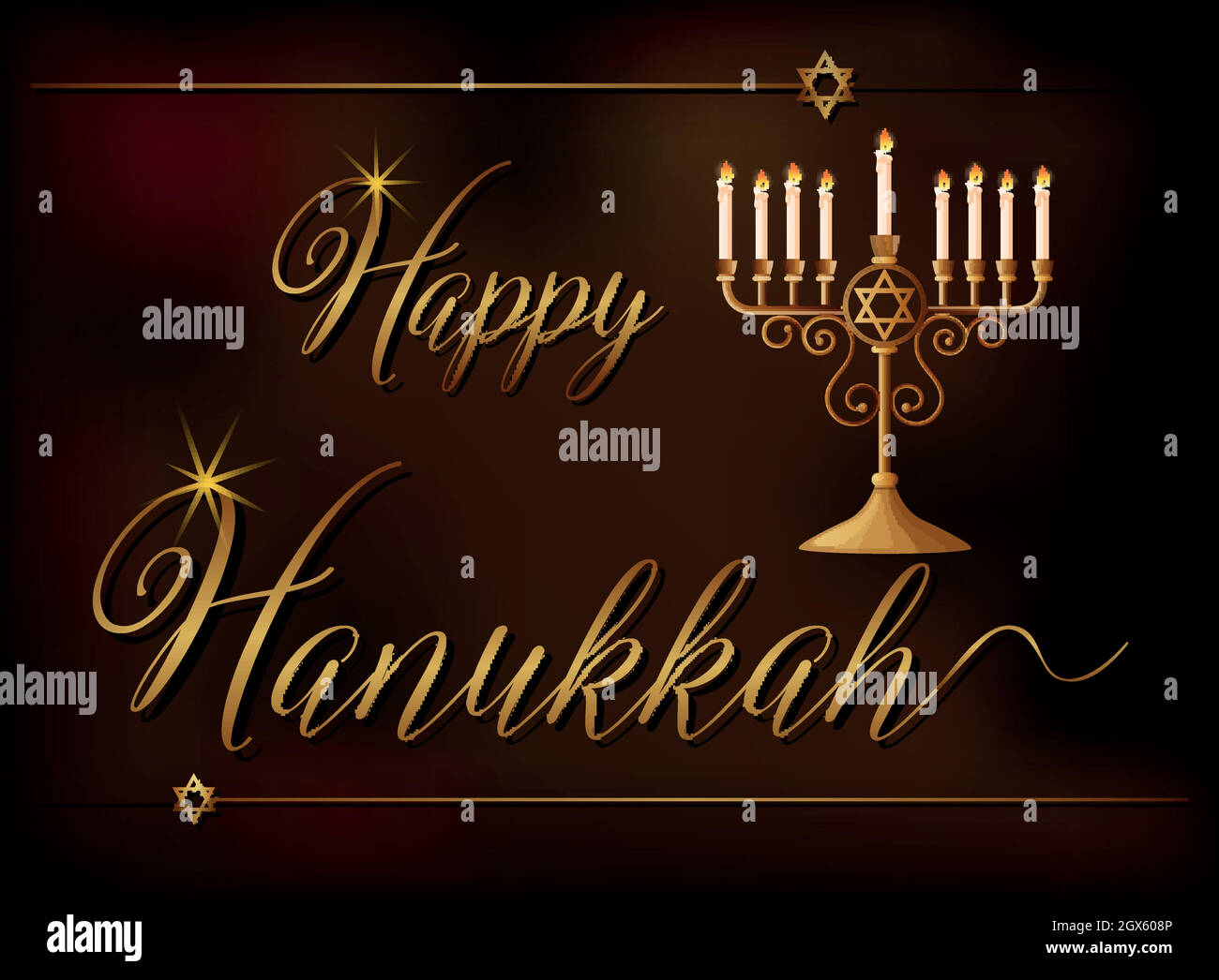 Happy Hanukkah card template with light and star symbol Stock Vector ...