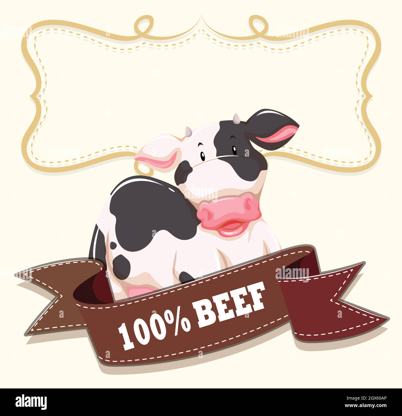 Label design with cow and ribbon Stock Vector Image & Art - Alamy