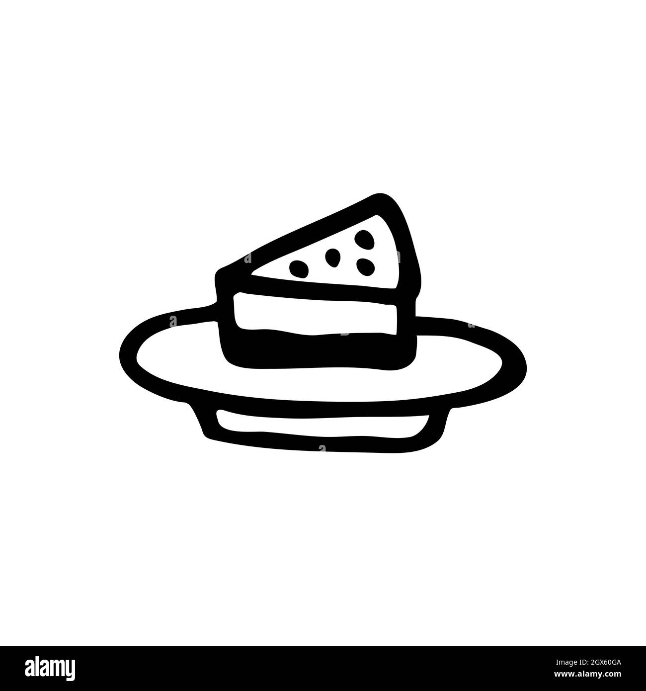 Hand drawn doodle style piece of cake in vector. Isolated illustration ...