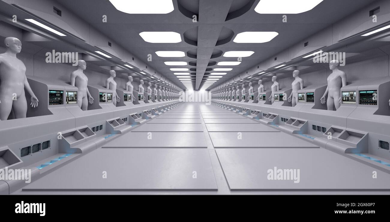 3D render. Cloning humanoid figures Stock Photo - Alamy