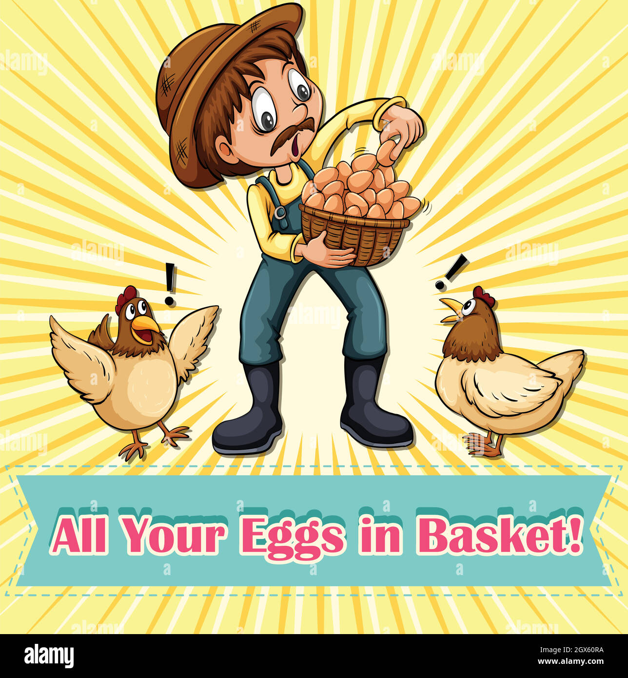 Rooster in basket Stock Vector Images - Alamy