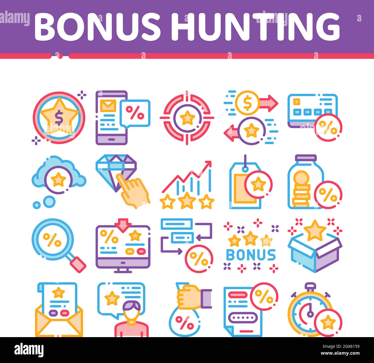 Bonus Hunting Collection Elements Icons Set Vector Stock Vector Image ...