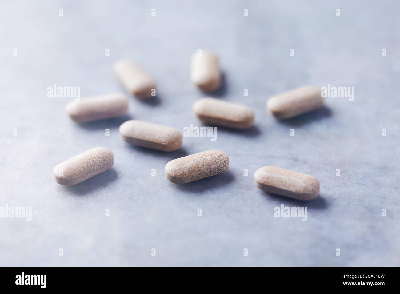 Rhodiola rosea. Golden root, rose root. Herbal pills with healthy ...