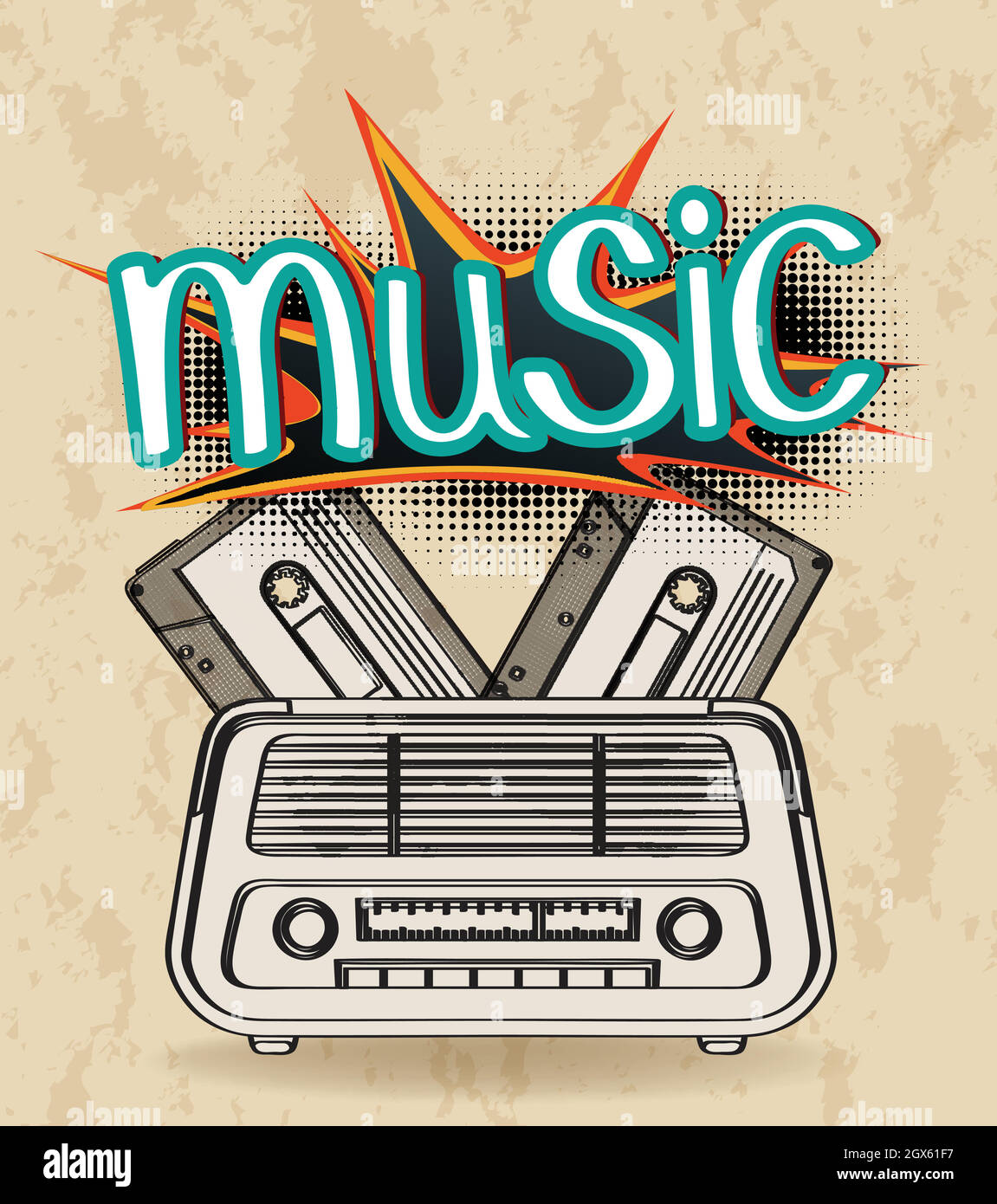 Music sound vintage orange Stock Vector Images - Alamy