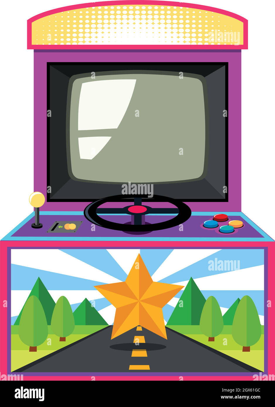 Arcade game box with screen and wheel Stock Vector Image & Art - Alamy