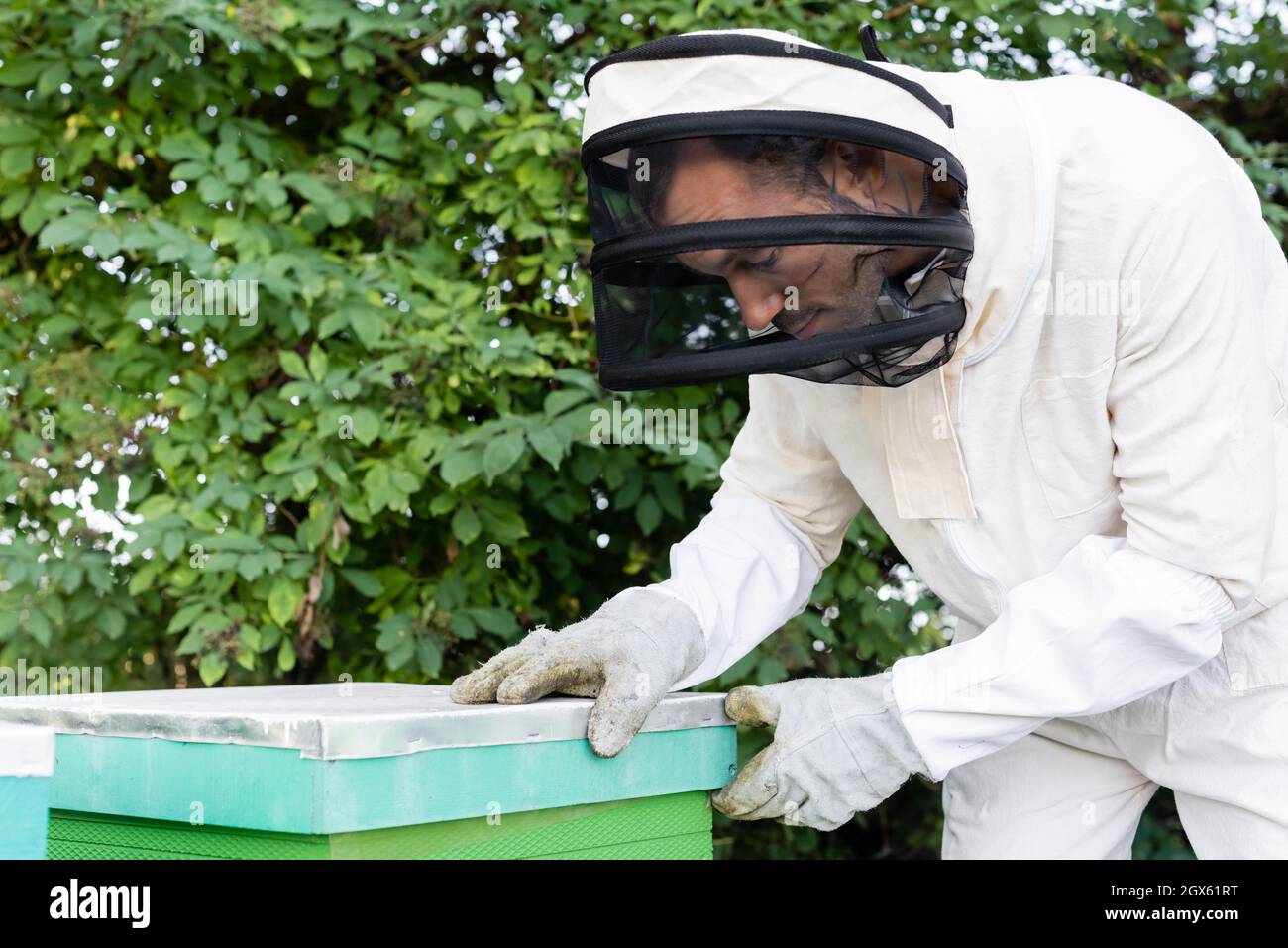 Protective suit with helmet hi-res stock photography and images - Alamy