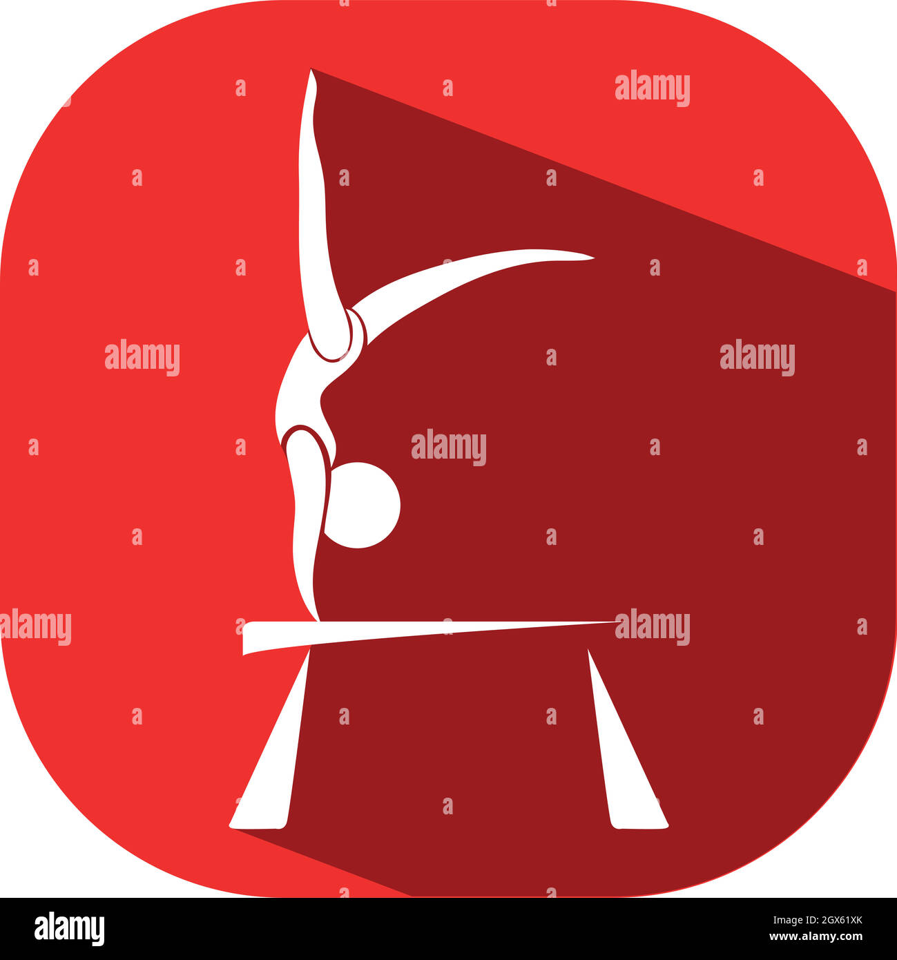 Gymnastics on beam icon on red background Stock Vector Image & Art - Alamy