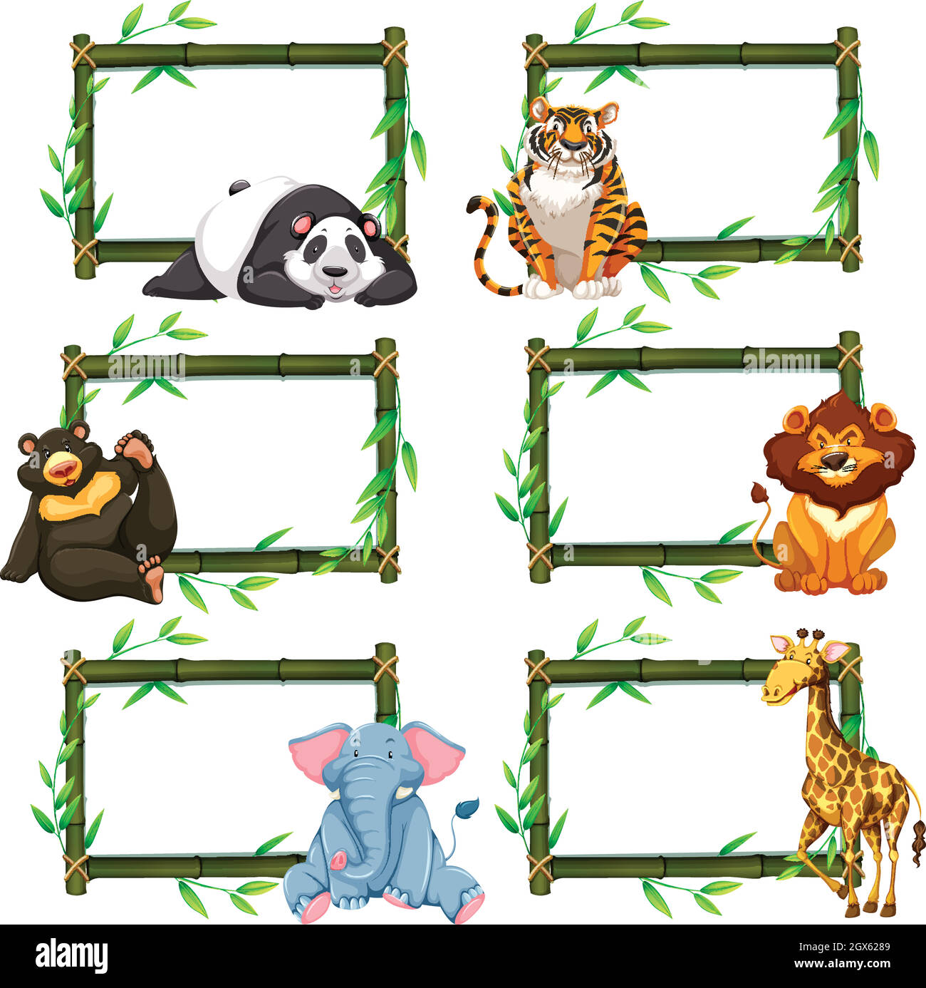 Six bamboo frames with wild animals Stock Vector Image & Art - Alamy