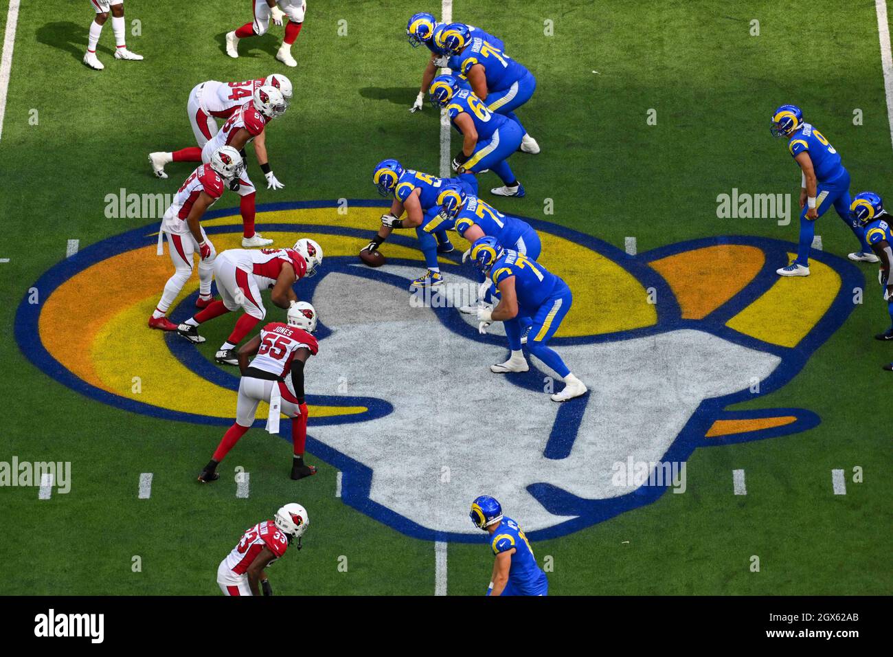 Los Angeles Rams and Arizona Cardinals line up during an NFL football ...
