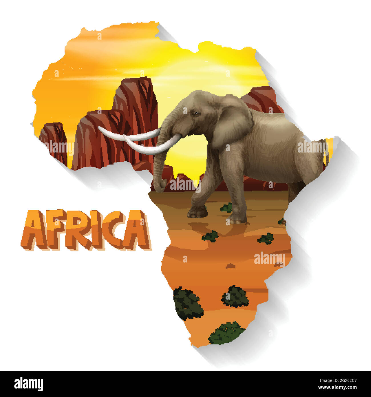 Wild african elephant map africa hi-res stock photography and images ...