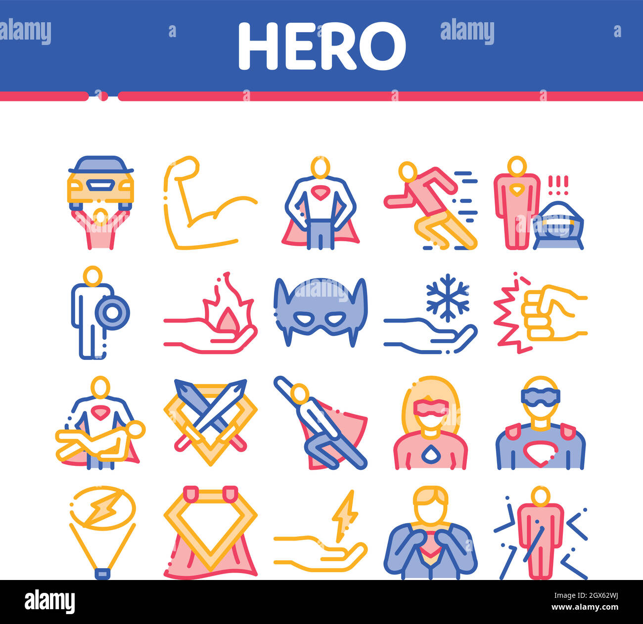 Super Hero Collection Elements Icons Set Vector Stock Vector Image ...