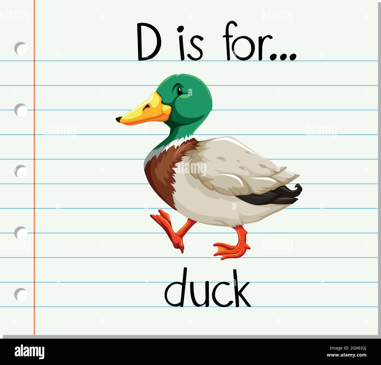 Flashcard letter D is for duck Stock Vector Image & Art - Alamy