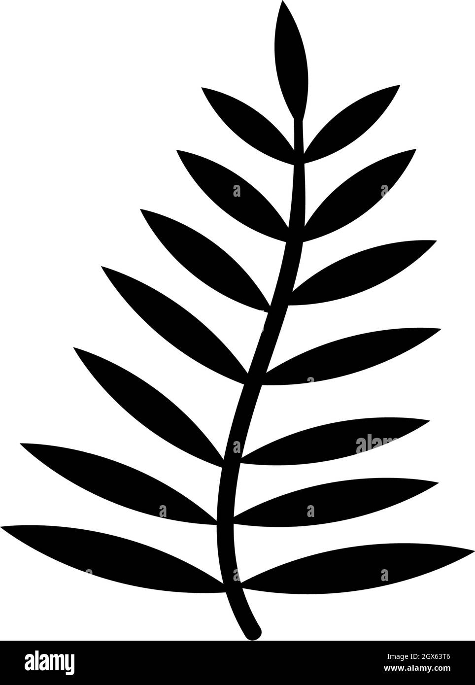 Leaf from Palm Tree, Fern Leaves, Bracken. Flat Vector Icon illustration. Simple black symbol on ...