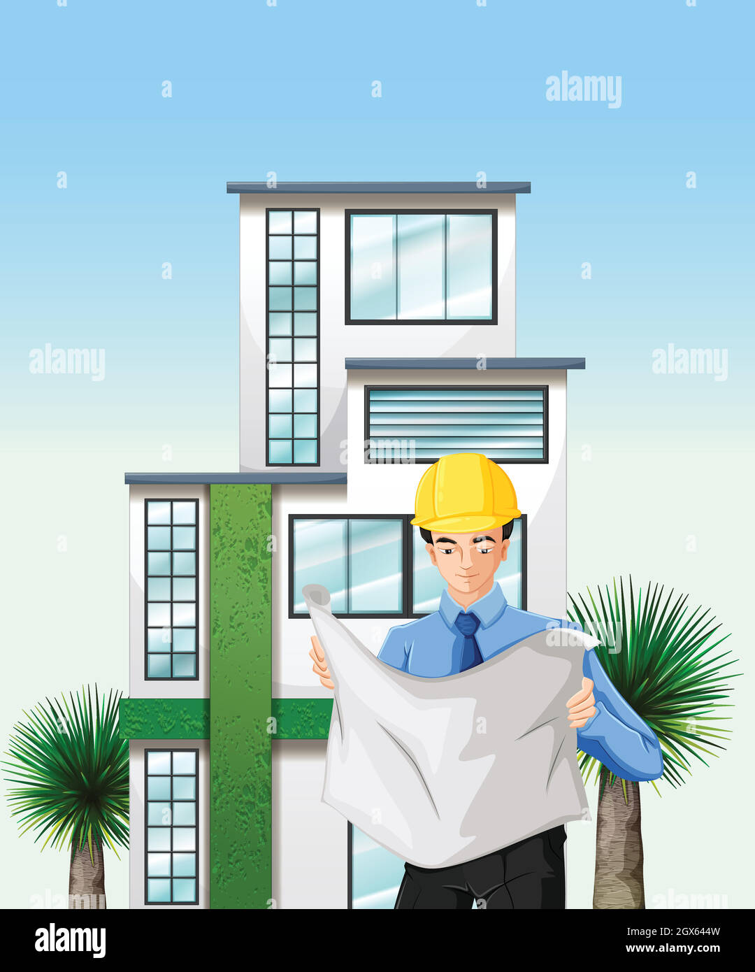 An engineer outside the tall building Stock Vector Image & Art - Alamy