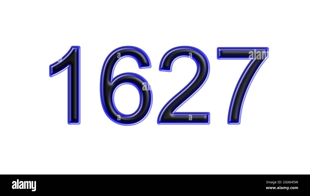 blue 1627 number 3d effect white background Stock Photo - Alamy
