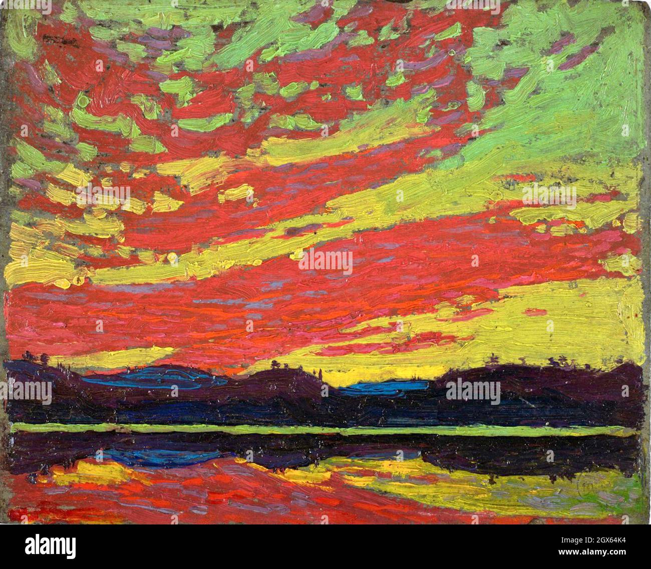 Tom Thomson - Sunset - Vibrant Red Sunset - 1915 Stock Photo - Alamy
