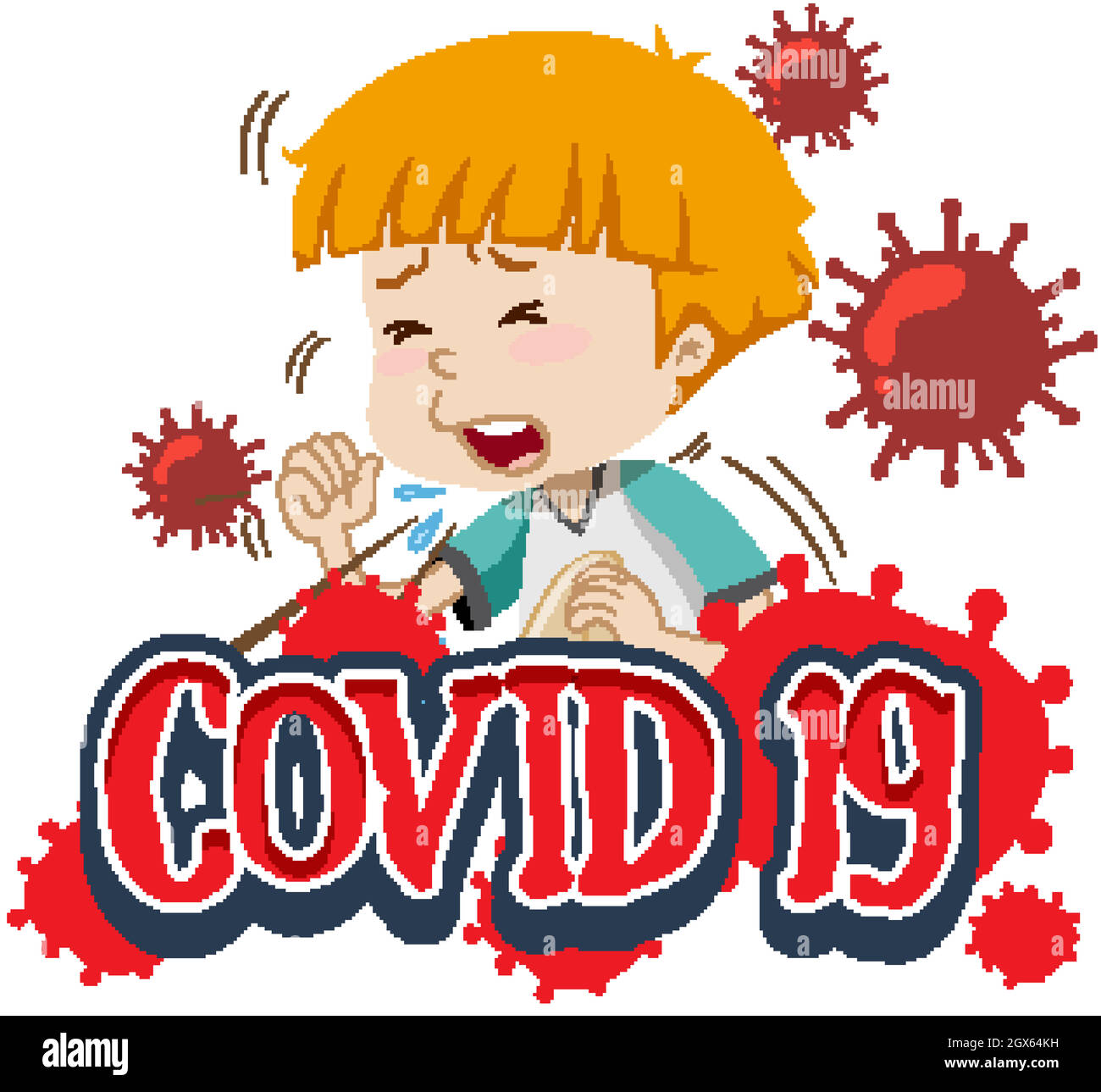 Font design for word covid-19 with boy coughing Stock Vector Image ...