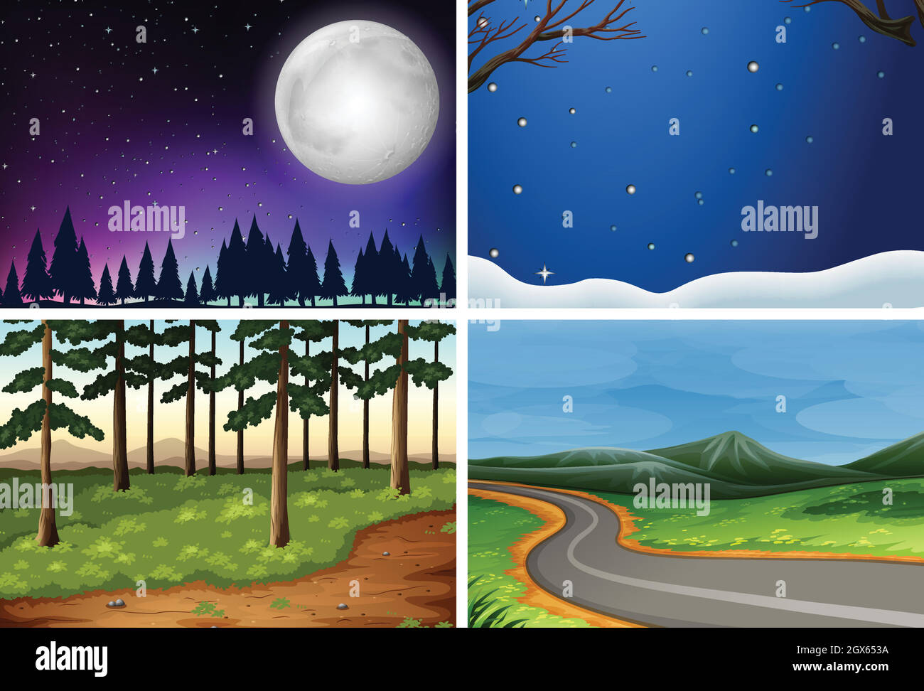 Set of nature landscape Stock Vector Image & Art - Alamy