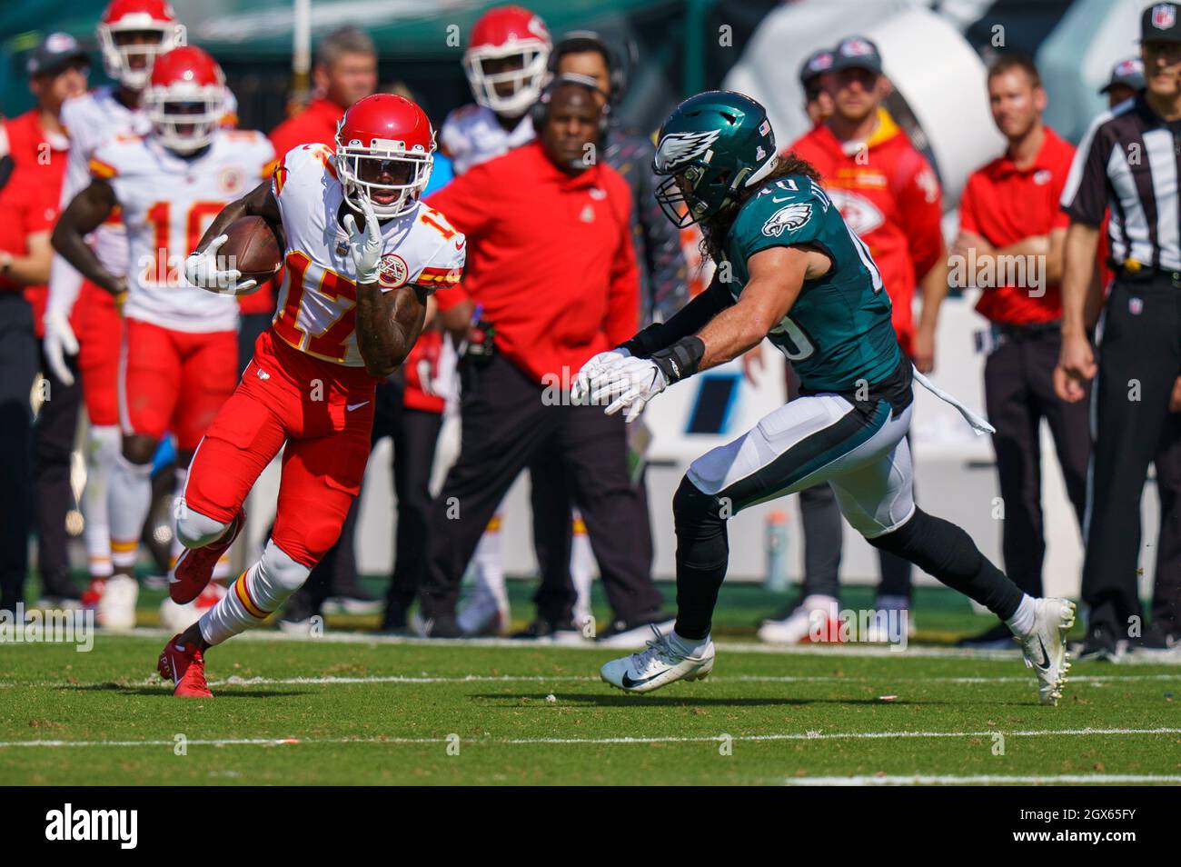 Philadelphia, Pennsylvania, USA. 3rd Oct, 2021. Kansas City Chiefs wide ...