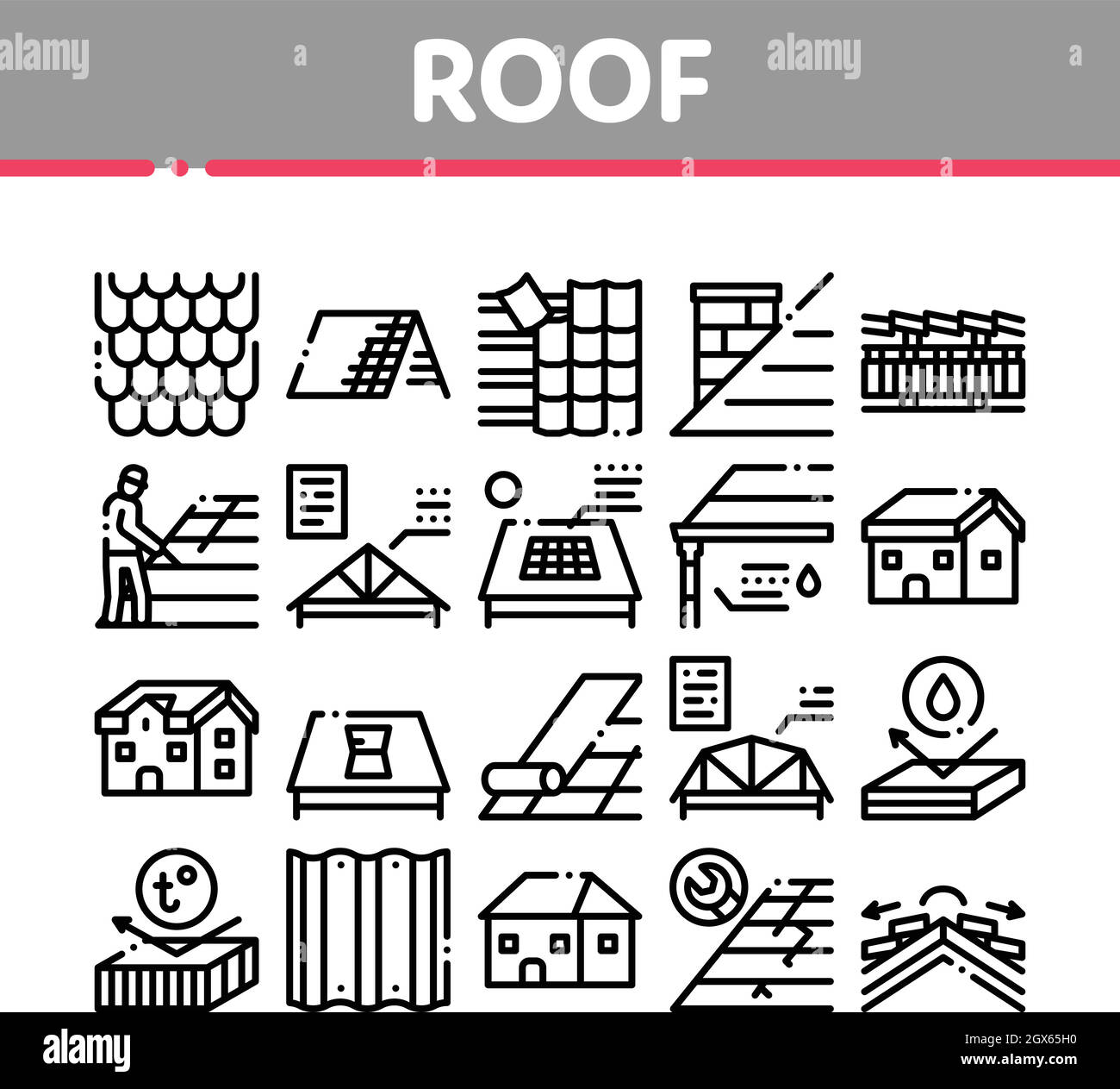 Roof Housetop Material Collection Icons Set Vector Stock Vector Image & Art - Alamy