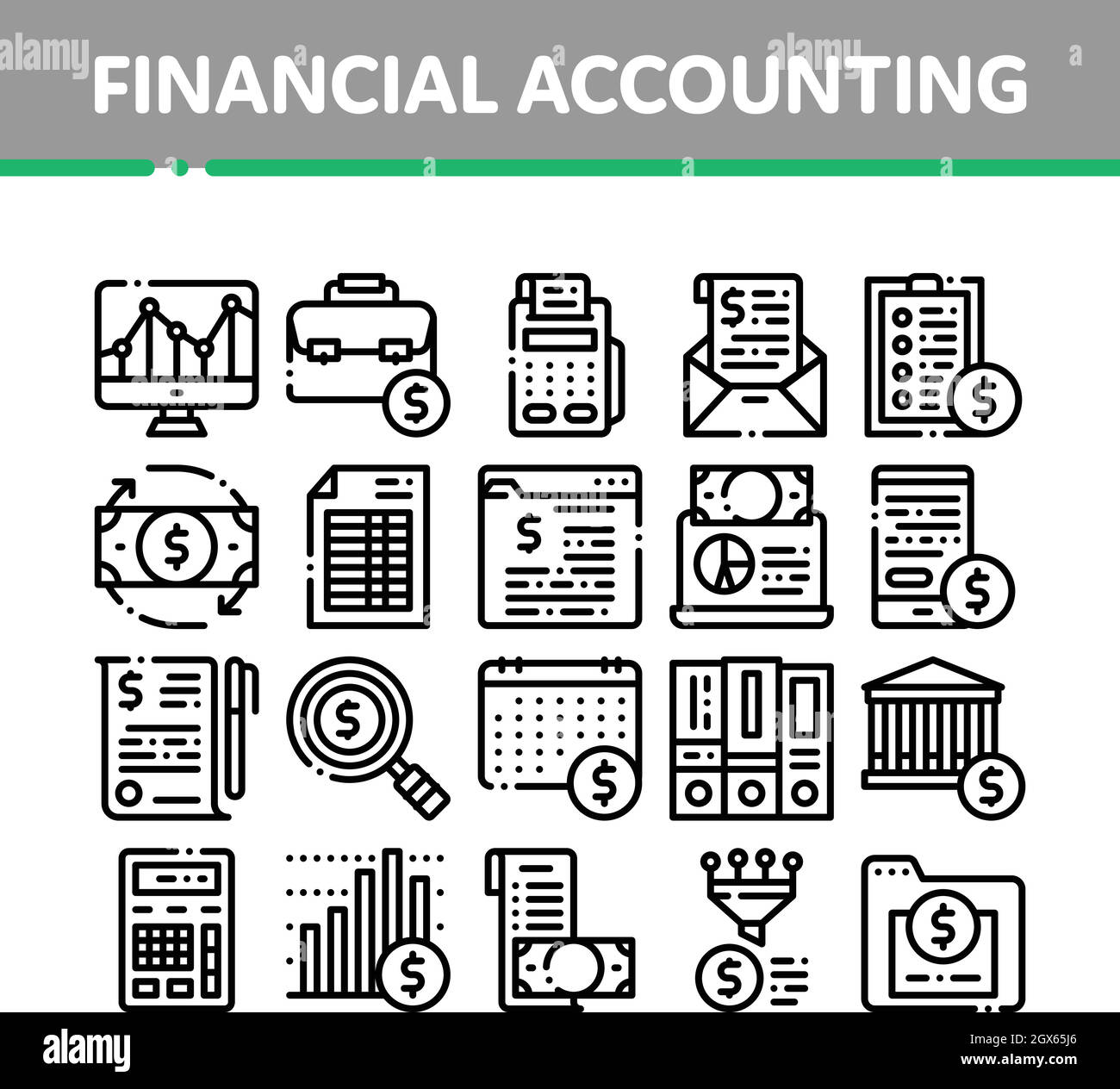 Financial Accounting Collection Vector Icons Set Stock Vector Image ...