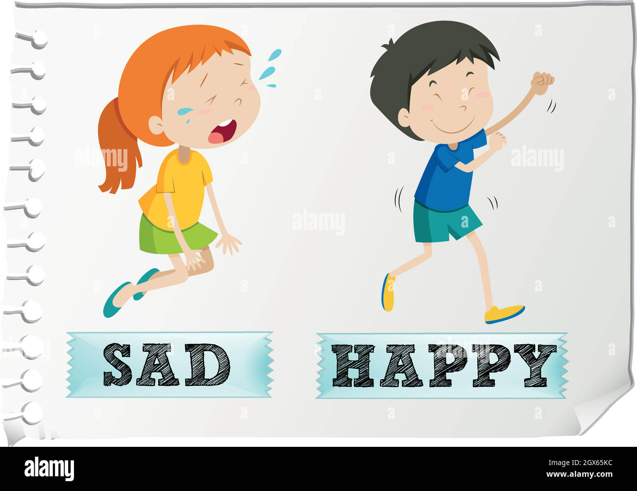 Opposite adjectives with sad and happy Stock Vector Image & Art - Alamy